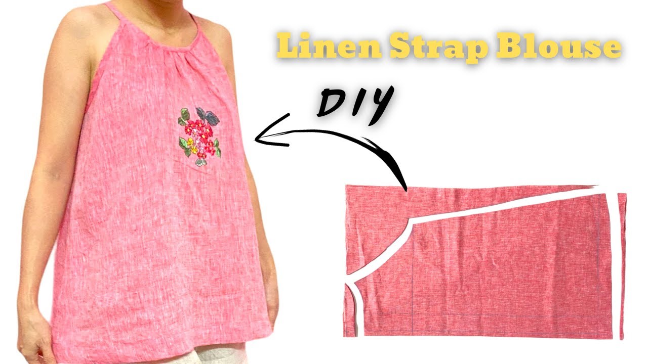 DIY//Sew this Linen Strap Blouse from one rectangle linen/so easy for ...