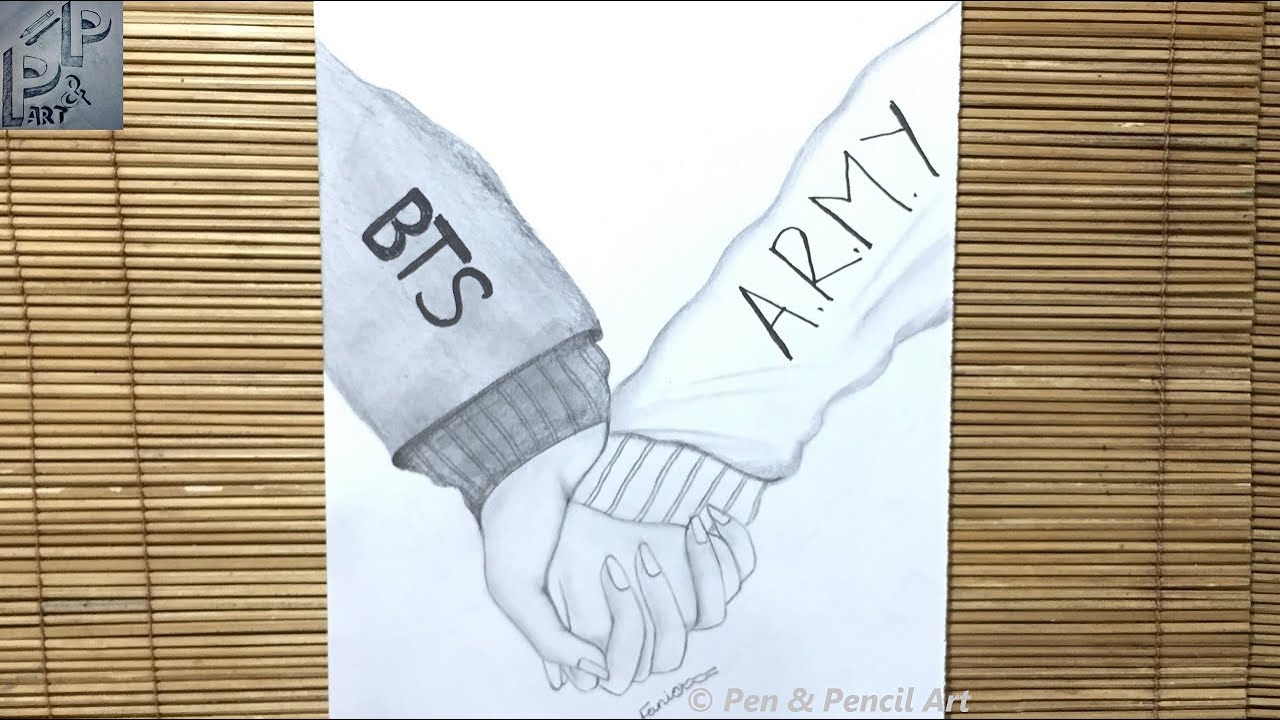 BTS Army Drawing // How to Draw Hand Holding Hands // @TingTingbmv ...