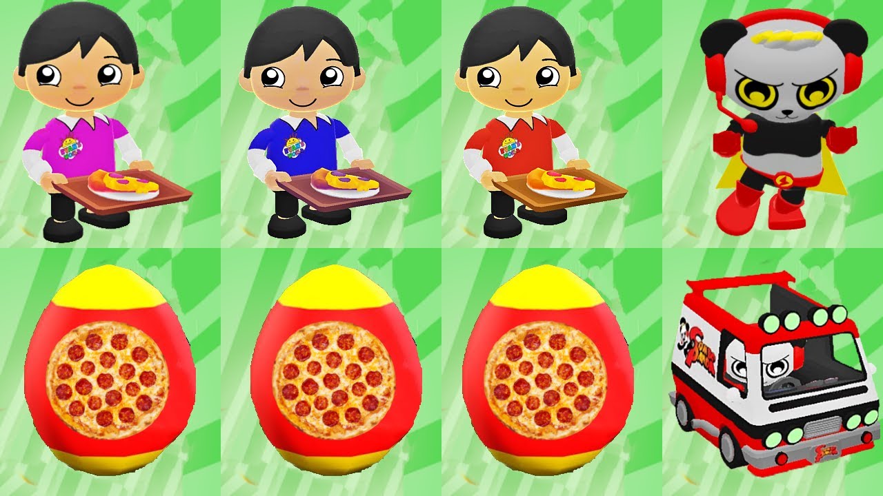 Tag with Ryan - Pizza Mystery Egg Surprise Search Video Blue Blue vs ...