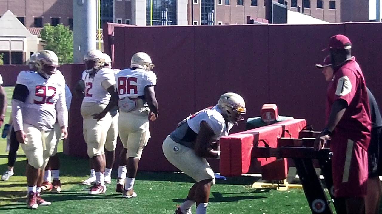 Defensive tackles do drill at FSU practice - YouTube
