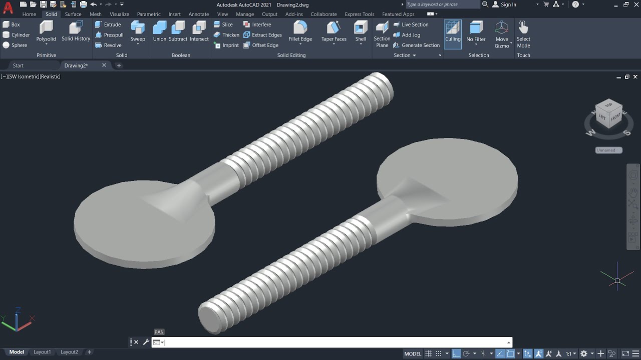 How to make Thumb Screw on AutoCAD | Design a Thumb Screw on AutoCAD ...