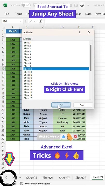 Switch between sheets in Excel | Shortcut Key to Jump to Any Workbook🔥👍 ...