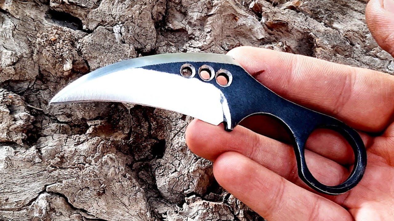 Knife Making : Making a beautiful pocket karambit with minimal tools ...