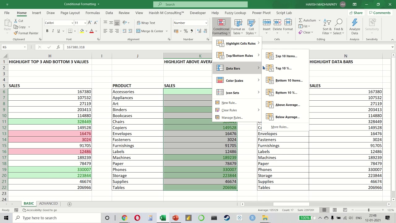 066 - CONDITIONAL FORMATTING - AVERAGE - YouTube