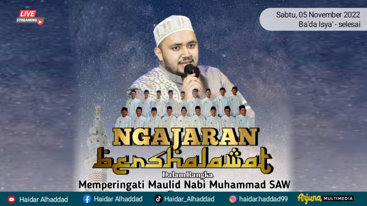 LIVE NGAJARAN BERSHOLAWAT BERSAMA HABIB HAIDAR BIN ABDULLAH AL HADDAD - YouTube