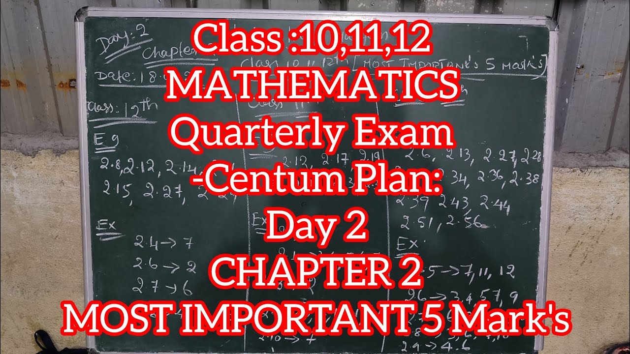 Class :10,11,12 MATHEMATICS Quarterly Exam -Centum Plan:Day 2 CHAPTER 2 ...