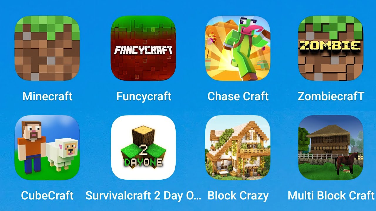 Minecraft, Funcycraft, Chase Craft, Zombiecraft, CubeCraft ...