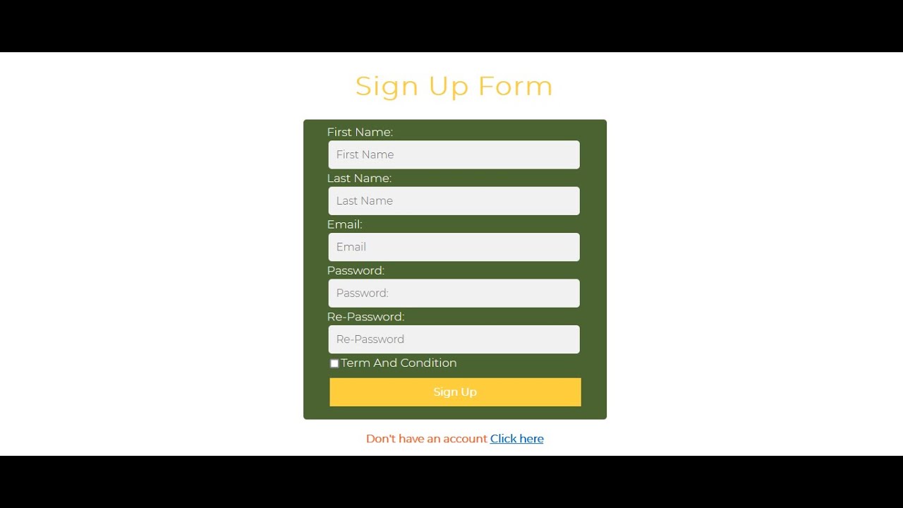 Sign Up Page in simple HTML and CSS - YouTube