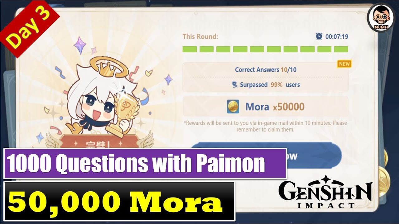 (Day-3) A Thousand Questions With Paimon (Paimon Quiz) | Genshin Impact ...