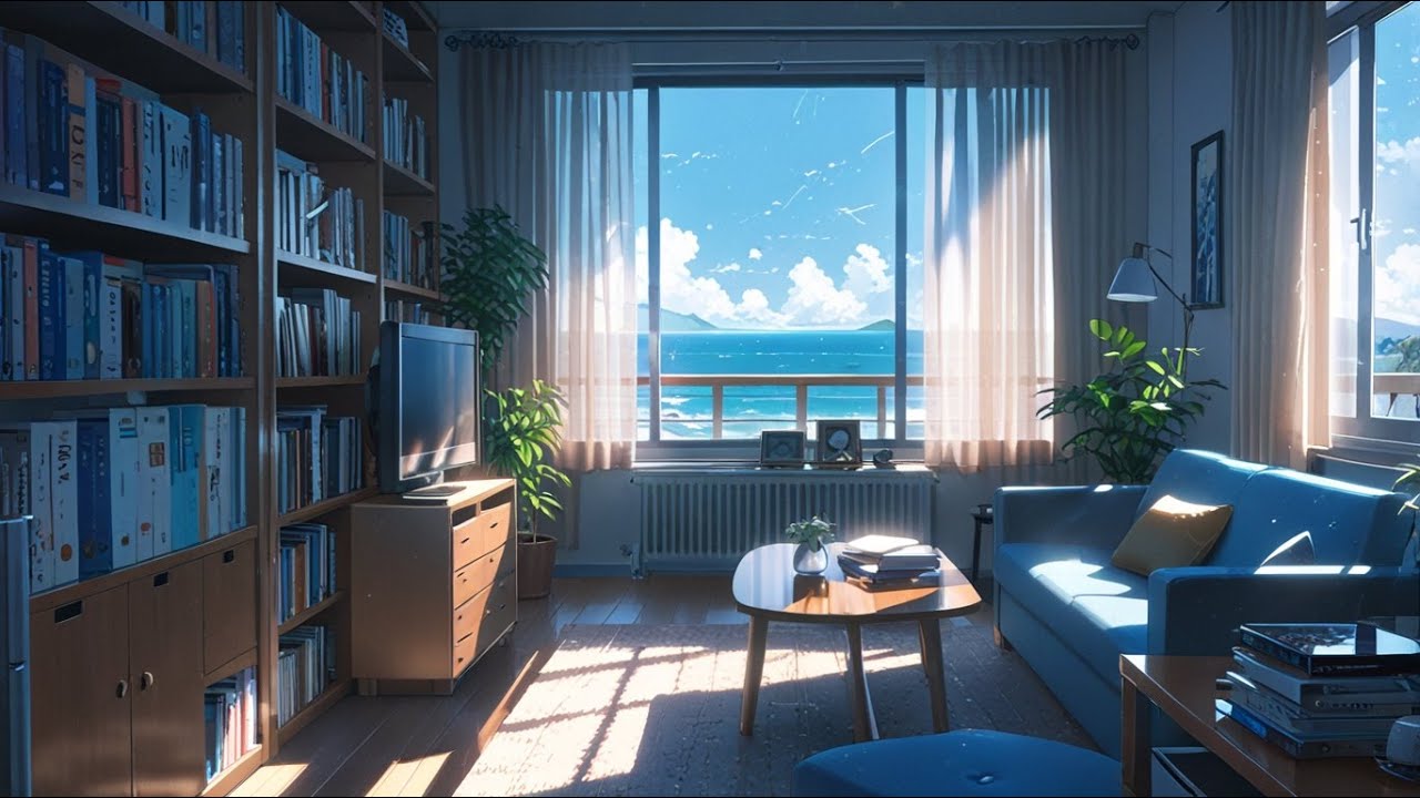 🌊 Lo-Fi Seaside Study Haven 🌊 | Chill Ocean View Room Vibes - YouTube