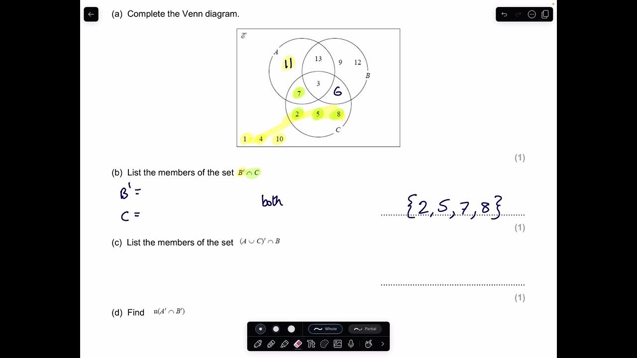 GCSE IGCSE Edexcel Math Maths Mathematics Venn Diagram Triple Interpreting Sets Set Notation ...