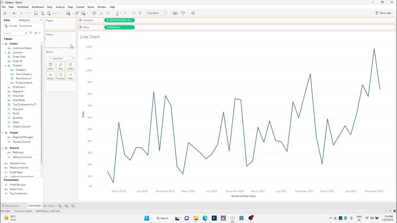 Tableau worksheet swapping using parameter - YouTube