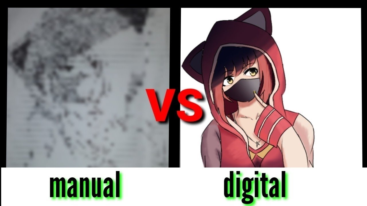 Drawing digital vs manual #part 1 - YouTube