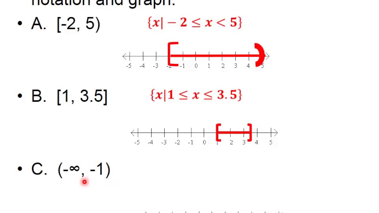 MATH1111 Test N 3 review Section 1 7 Interval Notation - YouTube