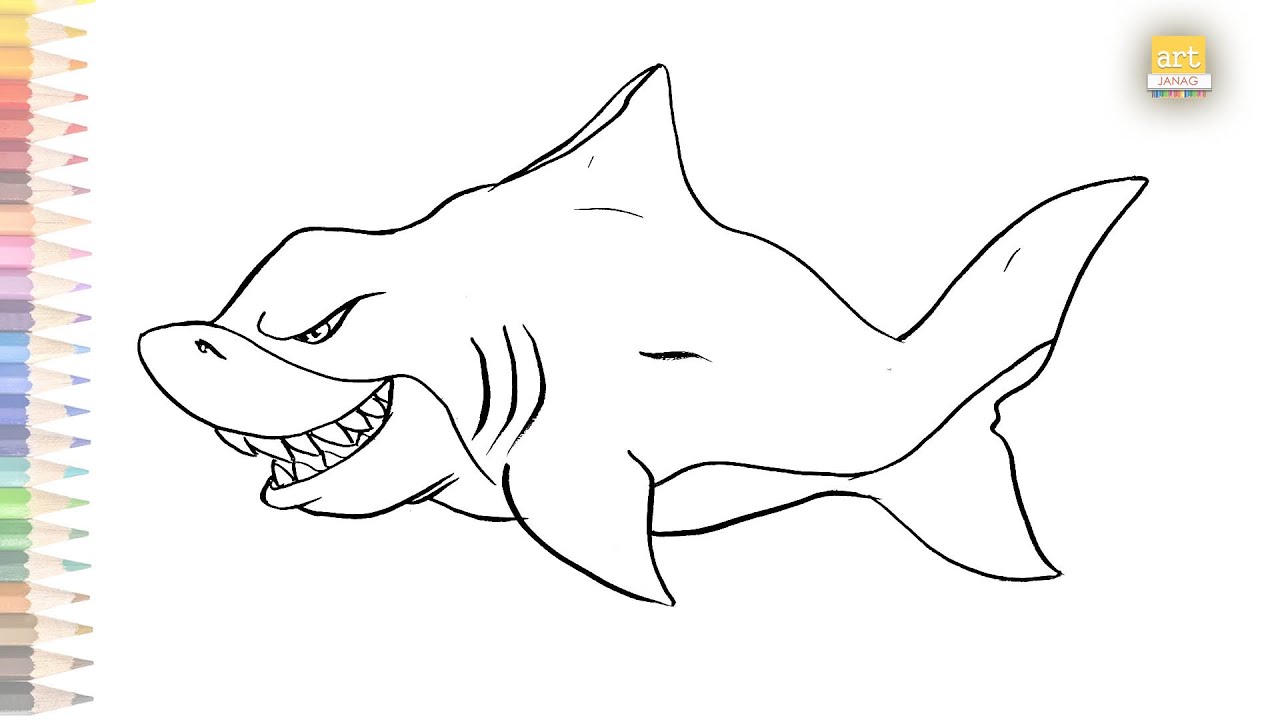 Angry Shark drawing easy | How to draw A Angry Shark drawing - YouTube