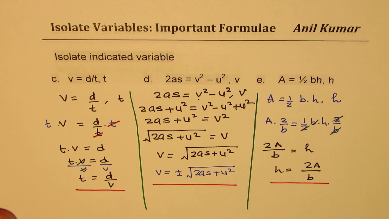 Important Physics Formulas and Strategy to Isolate Variables Test - YouTube
