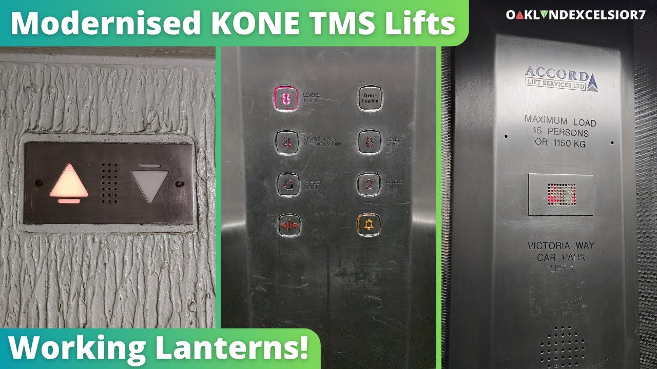 Modernised KONE TMS Lifts at Victoria Way Car Park in Woking - YouTube