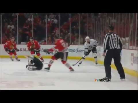 Drew Doughty injury from Bryan Bickell trip June 2 2013 LA Kings vs ...