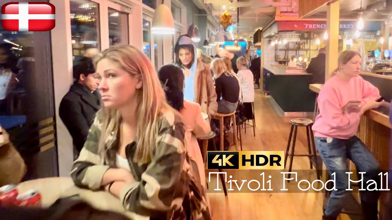Tivoli Food Hall walk // 4K HDR Tour November 2021 // Copenhagen ...