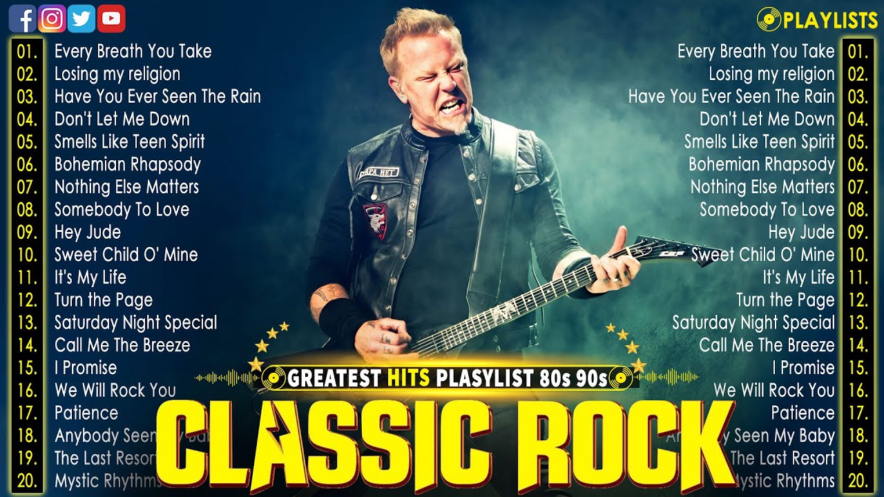 Best Classic Rock Greatest Hits - Metallica, U2, Queen, ACDC, Bon Jovi ...