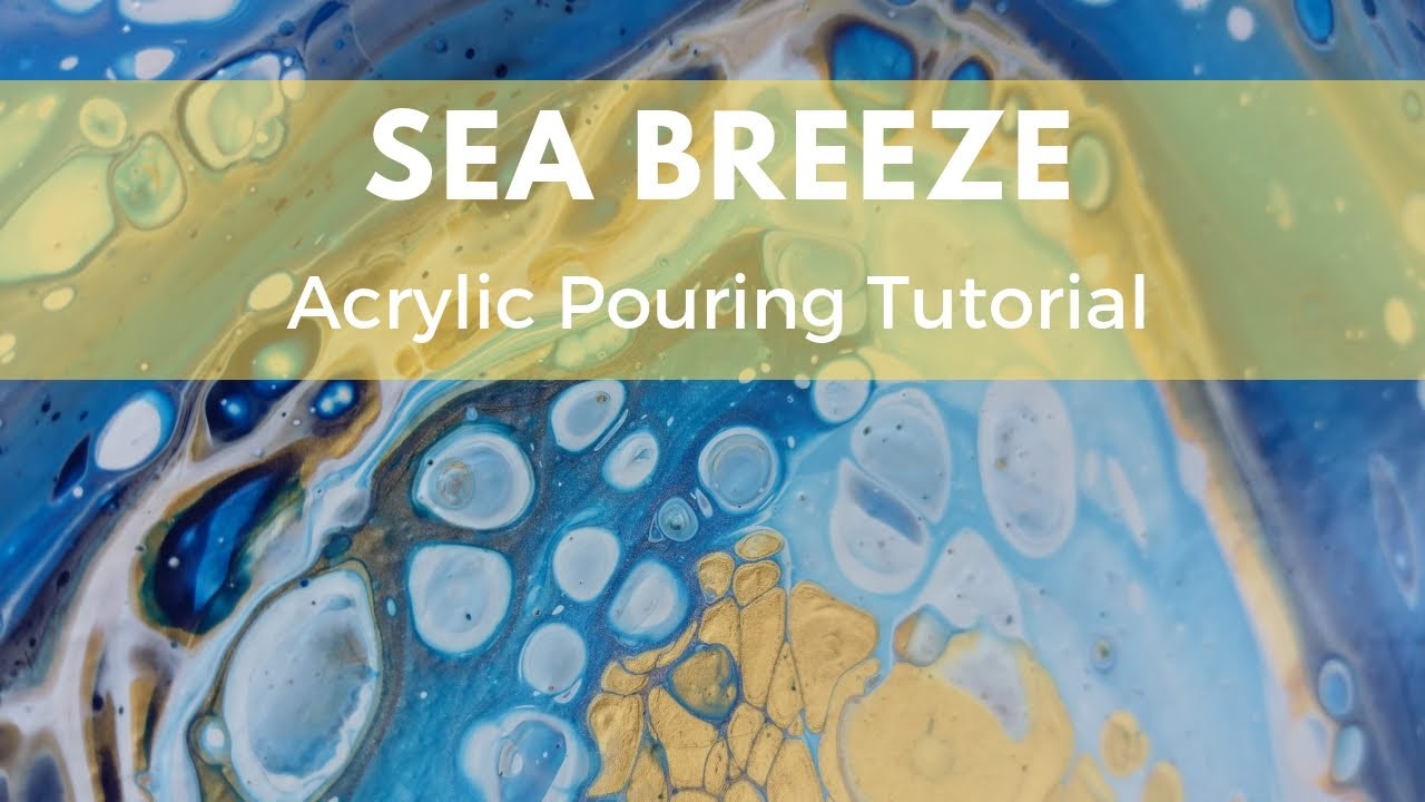 (56) Seabreeze - Calm & Beautiful Cells - Phthalo blue, White & Gold - Acrylic pouring Tutorial ...