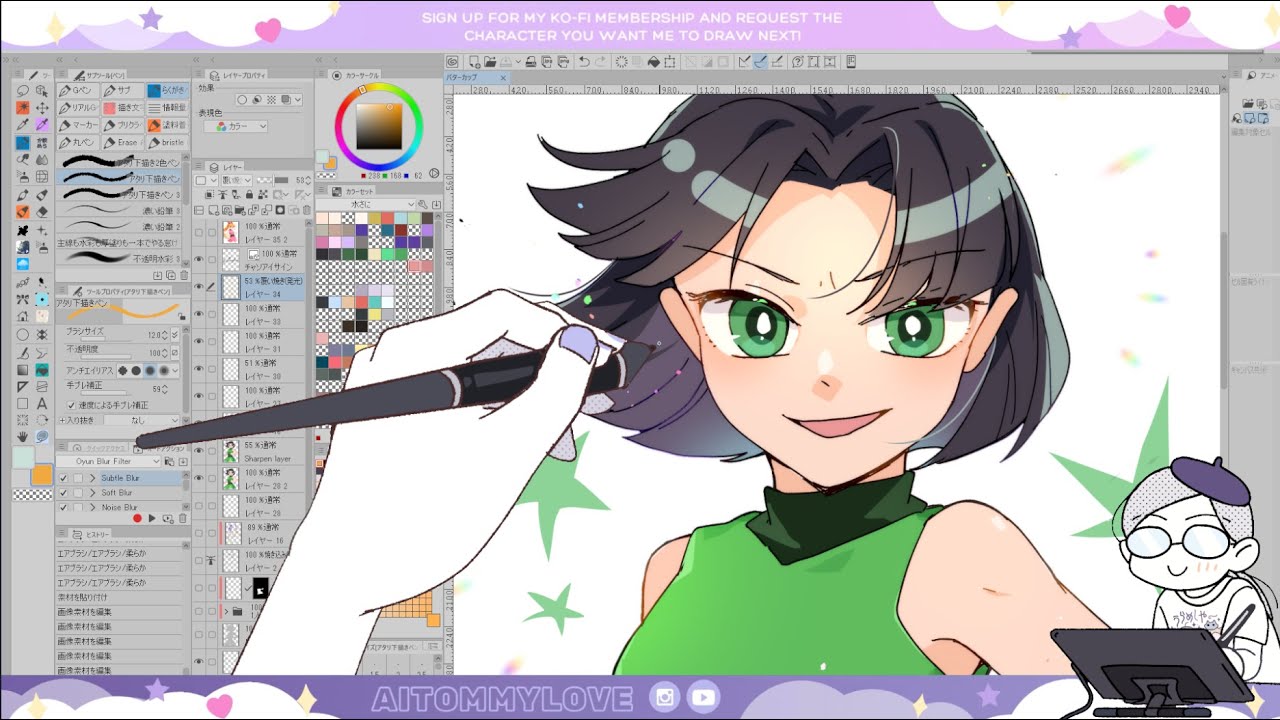 Draw Buttercup with me💚│Only music and drawing sounds - YouTube