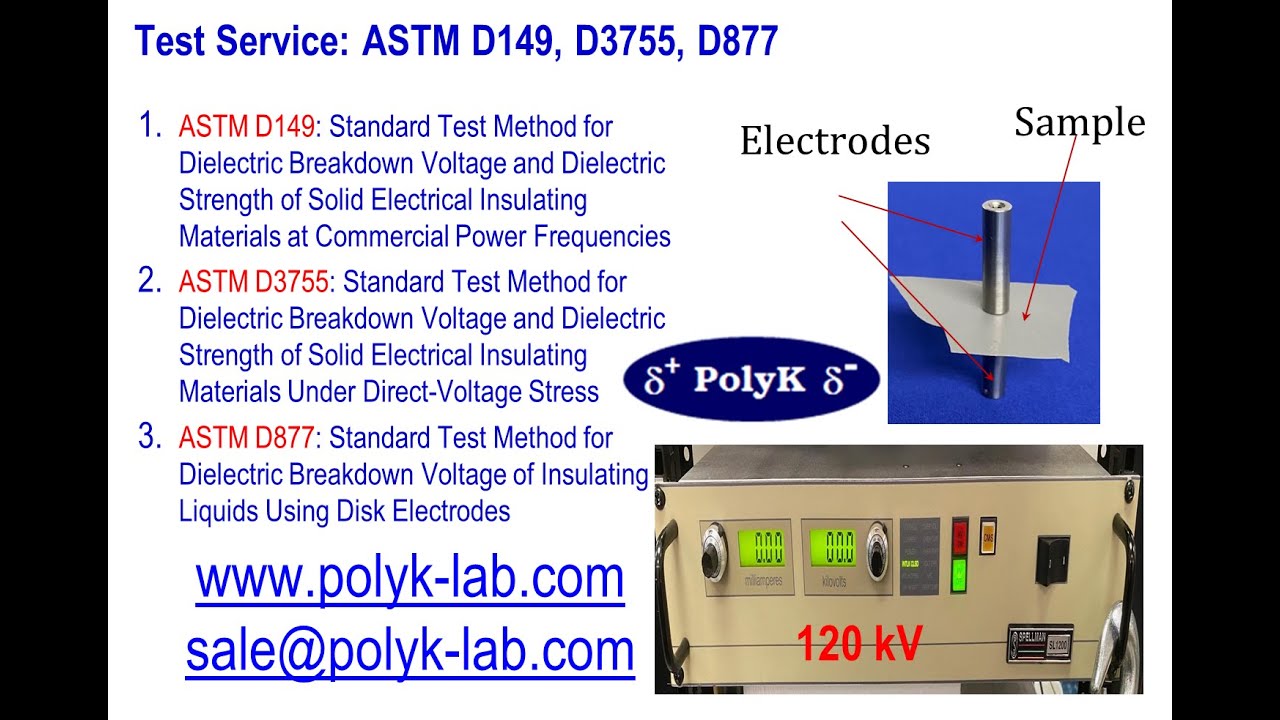 ASTM D149 D3755 Test Service AC DC Dielectric Breakdown Voltage and ...