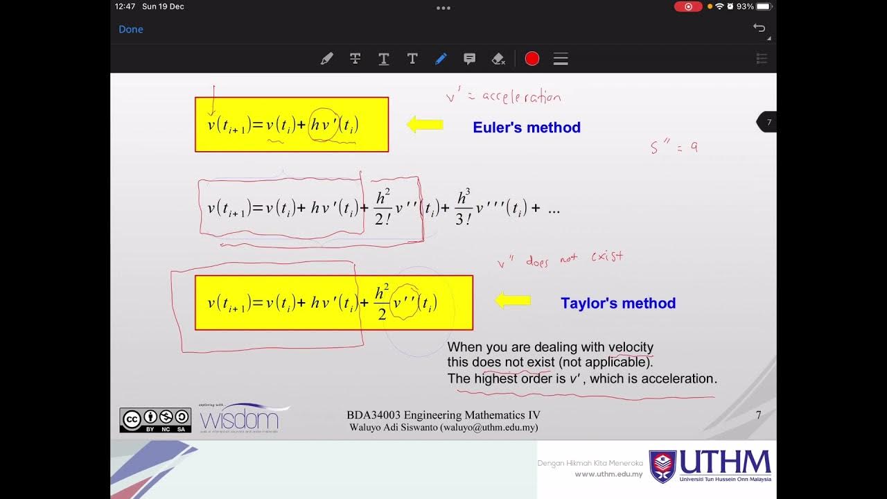 BDA 34103 NUMERICAL METHOD: ODE (Eulers method) - YouTube