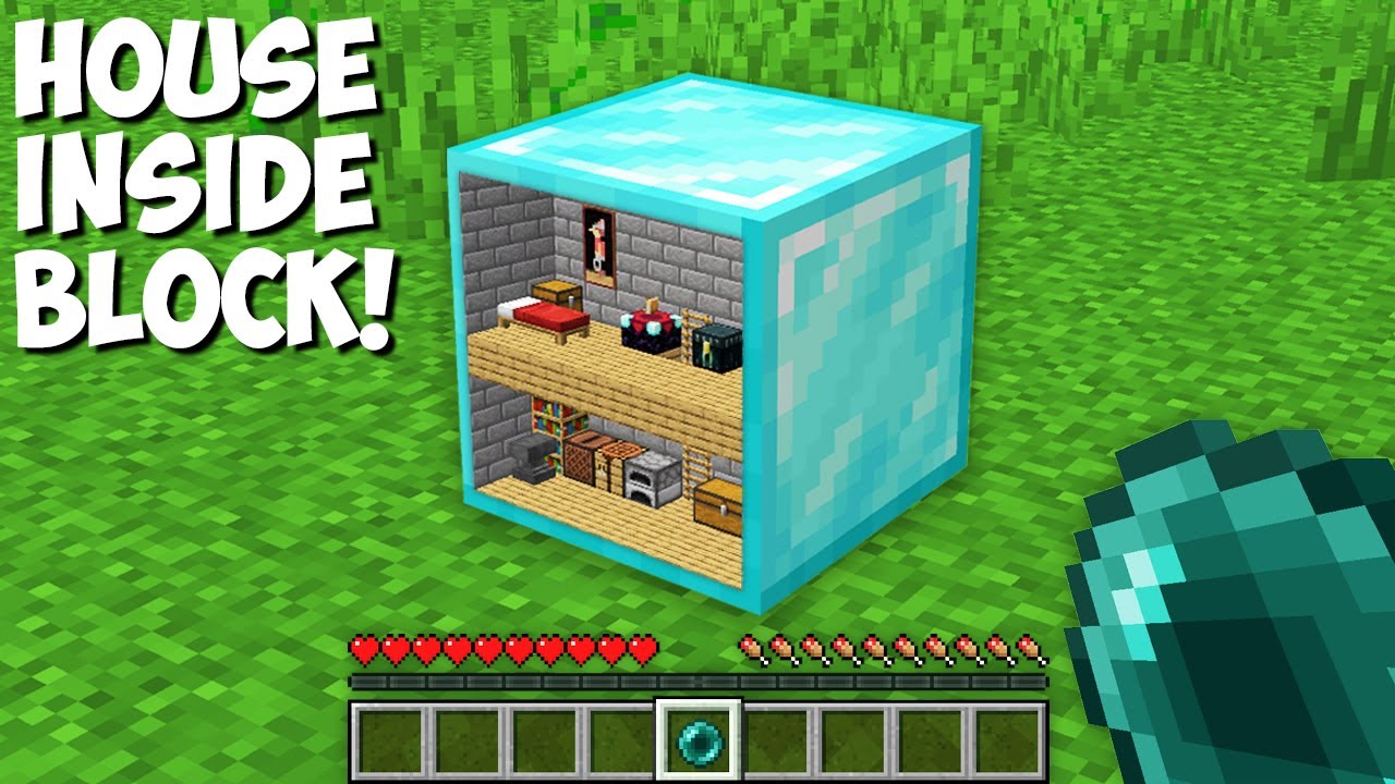 How to LIVE INSIDE a DIAMOND BLOCK in Minecraft ? HOUSE INSIDE BLOCK ...