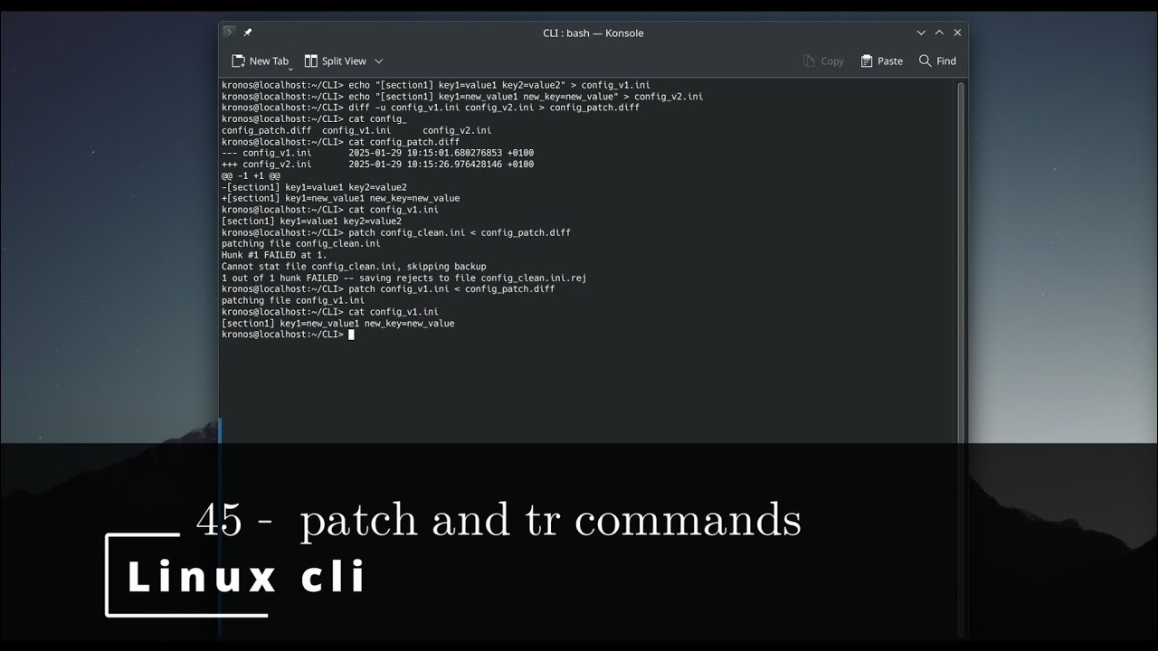 Linux CLI 45 🐧patch and tr commands - YouTube