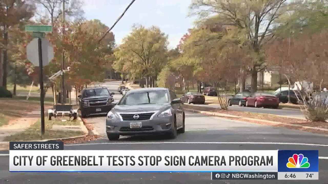 Greenbelt sets up cameras at stop signs to enforce complete stops - YouTube