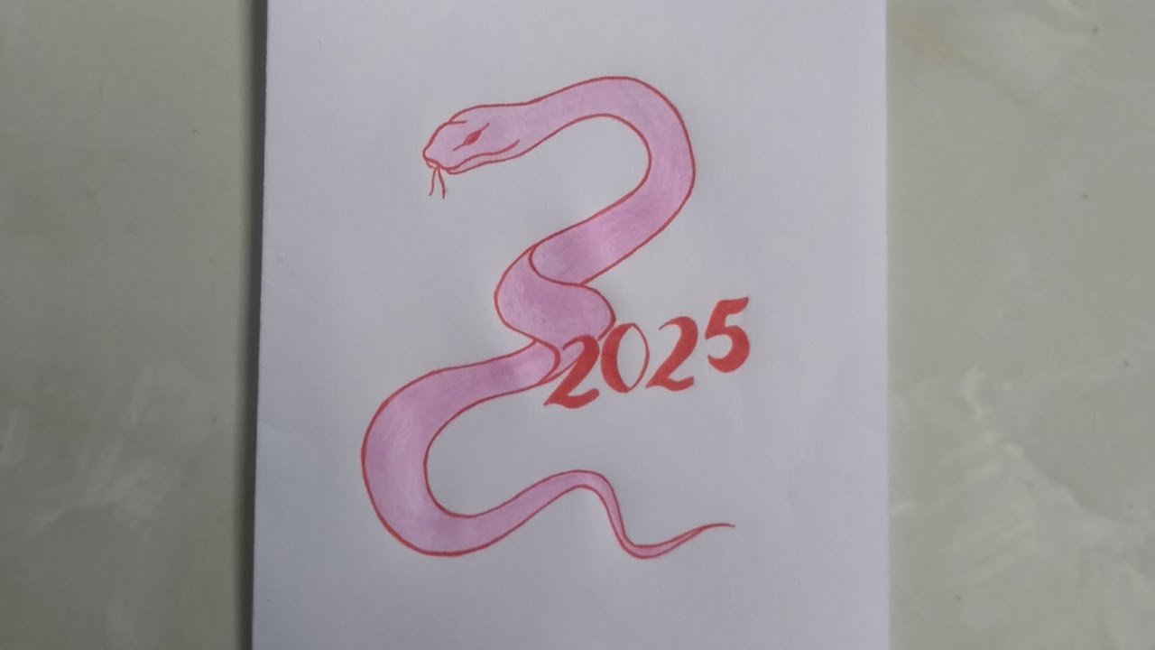vẽ tranh chủ đề ngày tết và mùa Xuân - vẽ con rắn năm mới 2025 - #168 ...