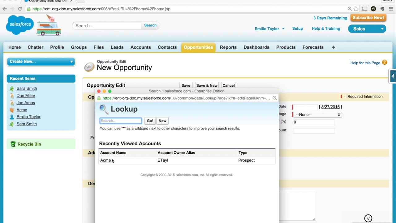 Salesforce Classic - How to Create a Opportunity - YouTube