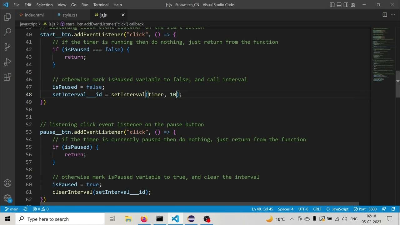Stopwatch Project Demonstration Coding Ninjas Front End Skill Test Youtube