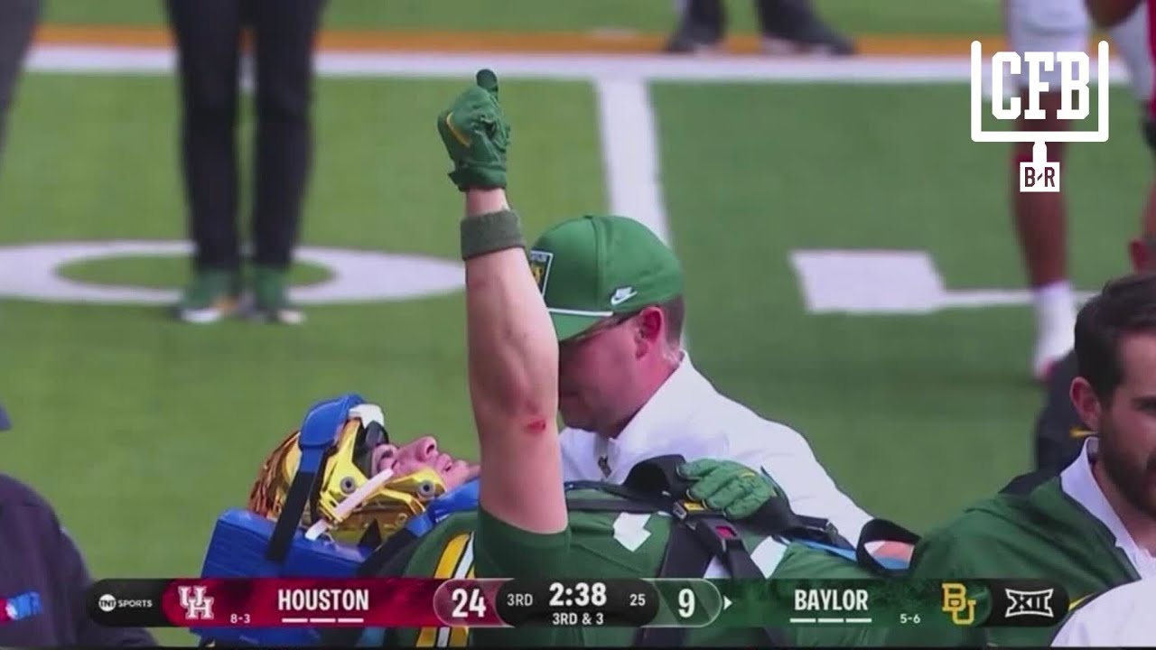 Baylor's Caden Knighten Stretchered Off The Field After Injury - YouTube