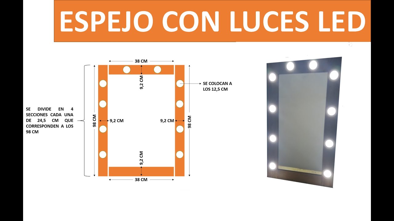 COMO HACER UN ESPEJO CON LUCES LED PASO A PASO - YouTube