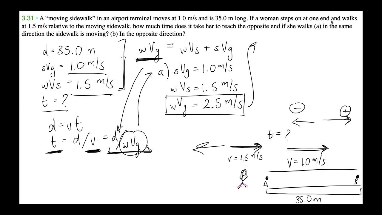 Moving Sidewalk Relative Motion Problem - YouTube