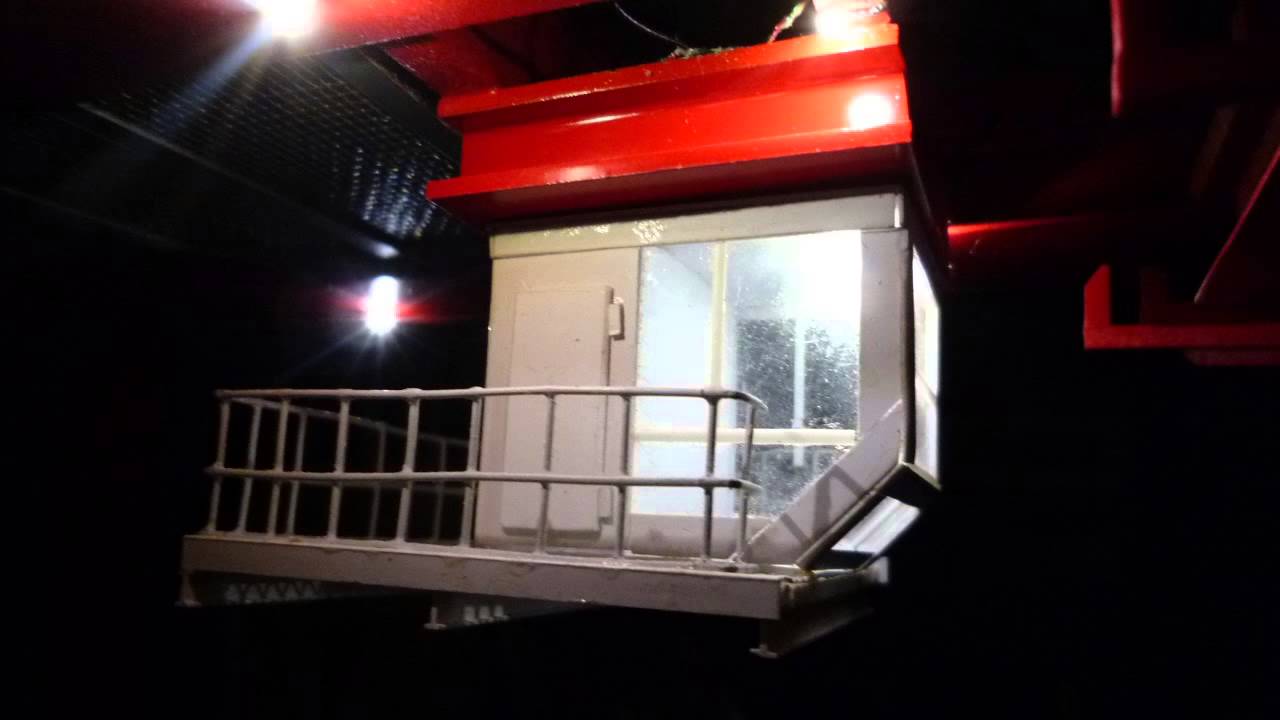 container crane , operators cab led lighting ,ho scale - YouTube
