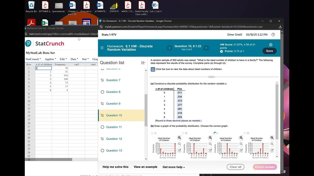 Discrete Random Variables using Statcrunch - YouTube