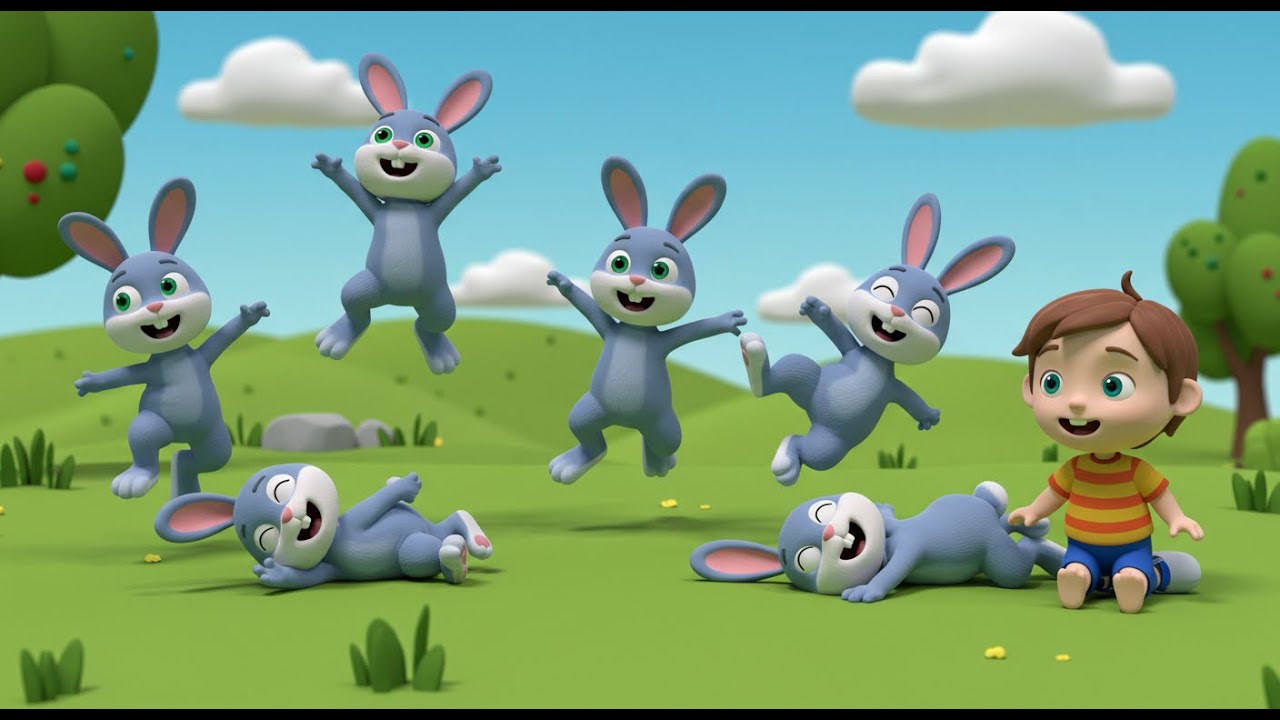 Five Little Bunnies Jumping on the Ground | Counting Song for Kids ...