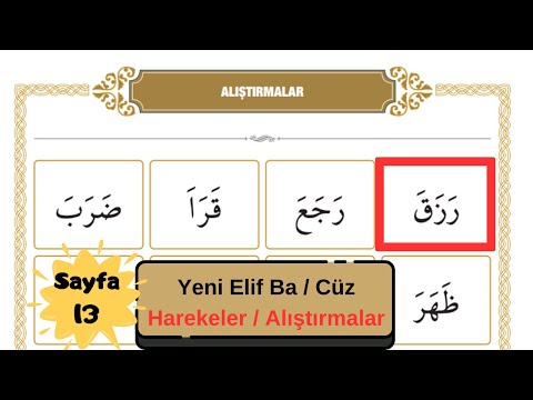 Diyanet Yeni Elifba | Harekeler - Alıştırmalar | Sayfa 13