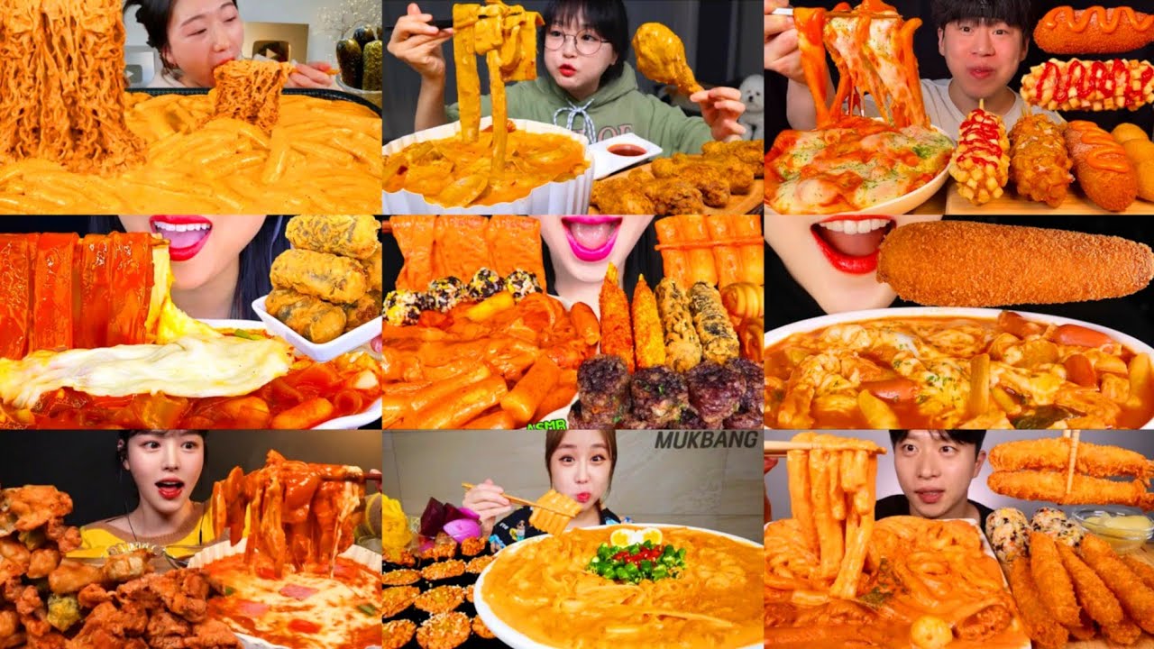 BEST FAST FOOD CHEESY HOT TTEOKBBOKI RICE CAKES MUKBANG COMPILATION ...