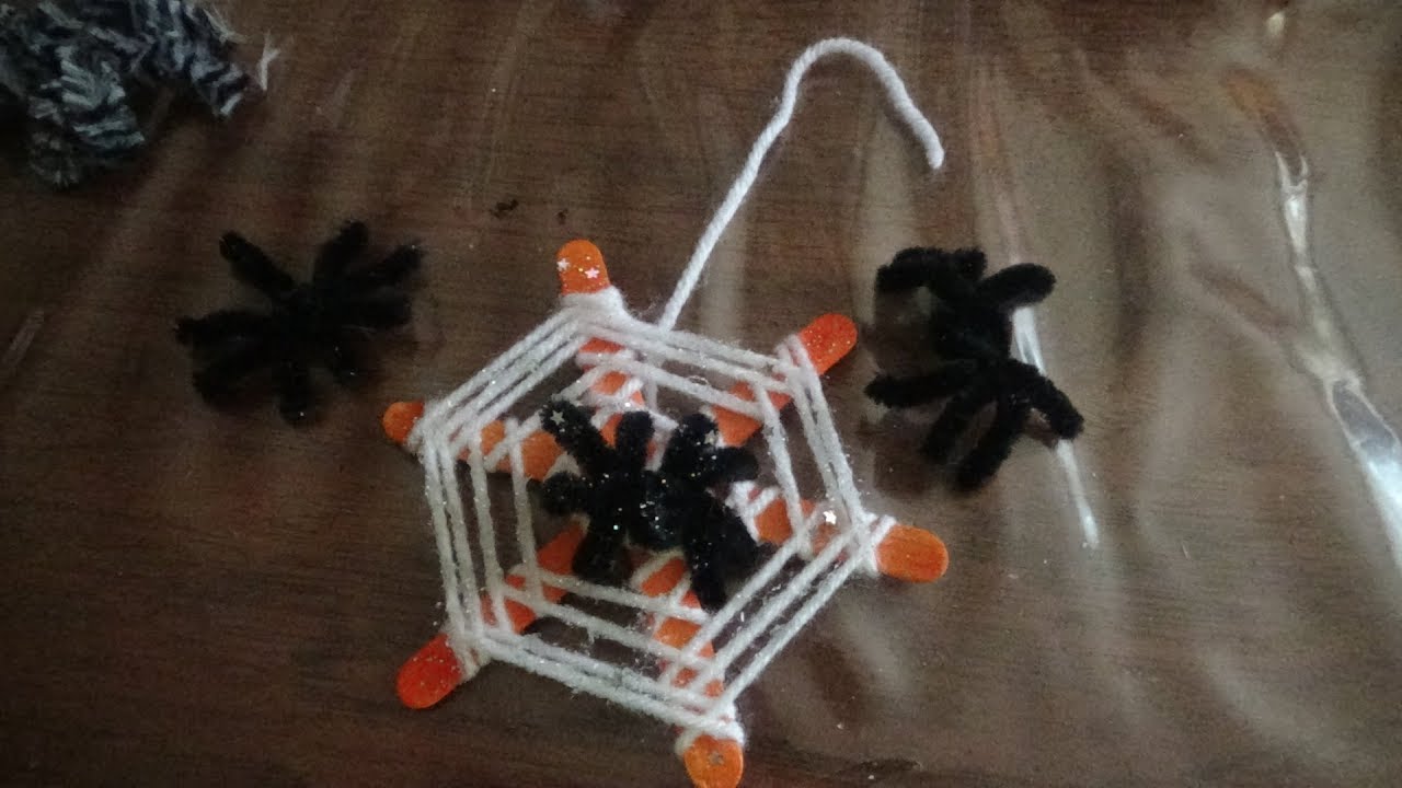 Spider web popsicle sticks - YouTube
