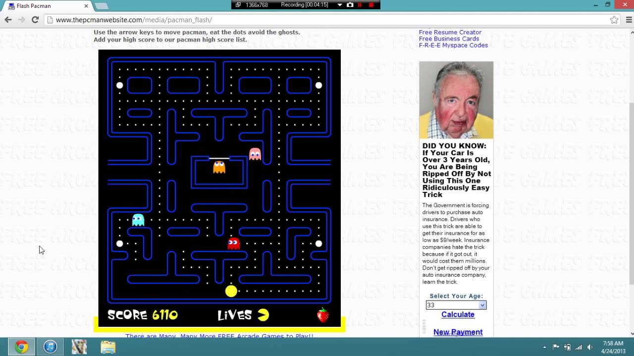 Pacman Live Gameplay World Record Attempt - YouTube