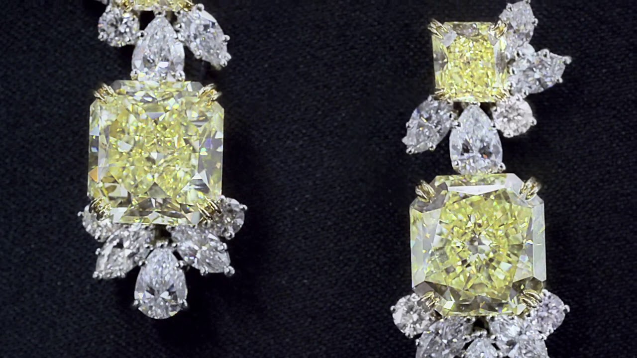Harry Winston Yellow Diamond Earrings - YouTube