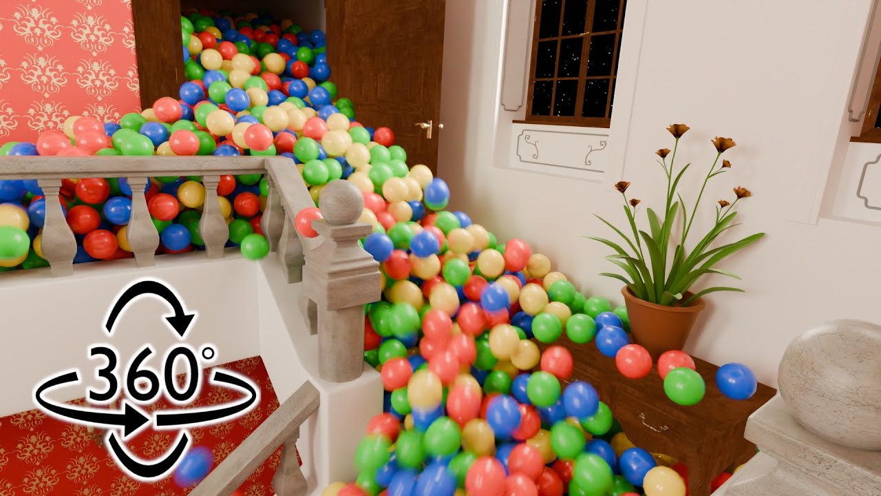 360° Satisfying Colorful Balls Physics Simulation | Panoramic Blender ...