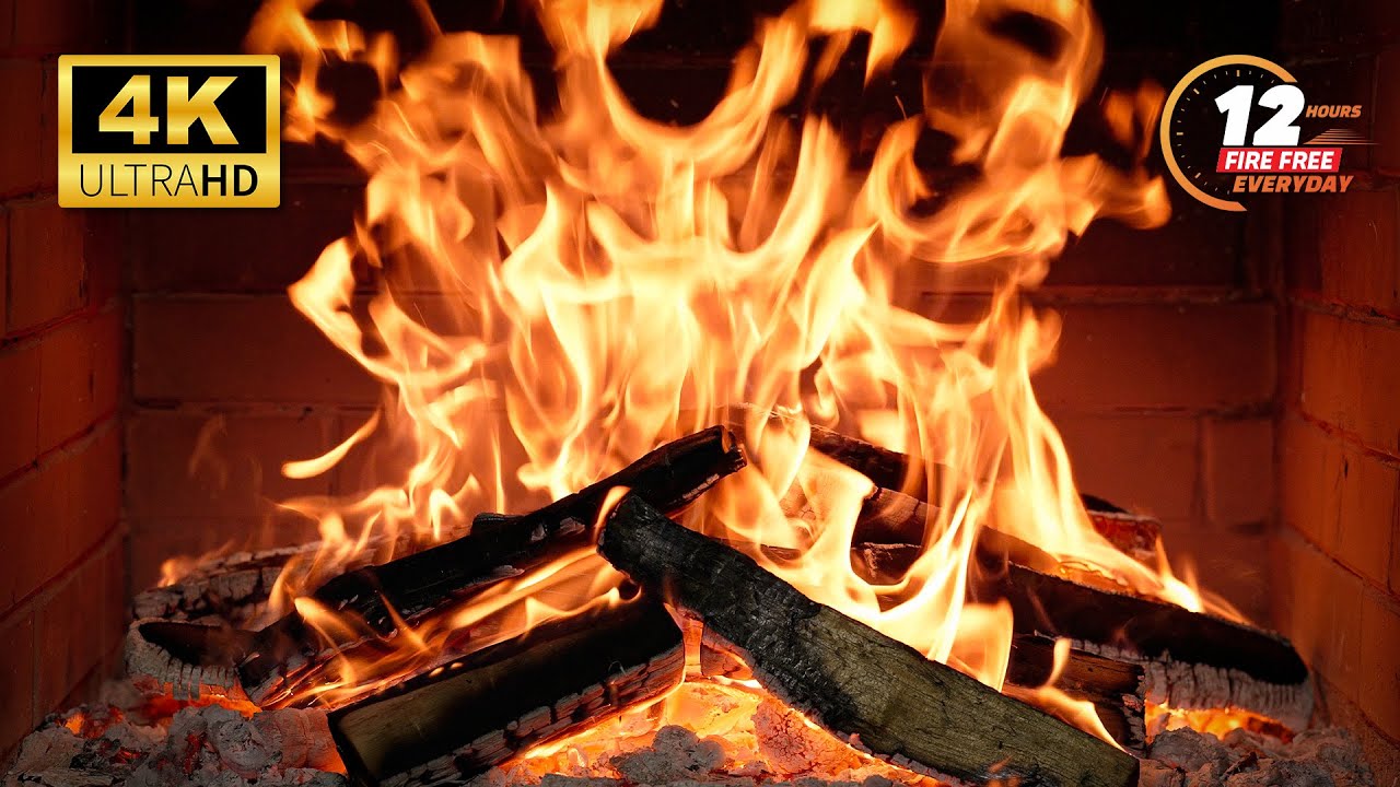 🔥 Crackling Fireplace with Cozy Fire Sounds. Ultimate 4K Screensaver ...