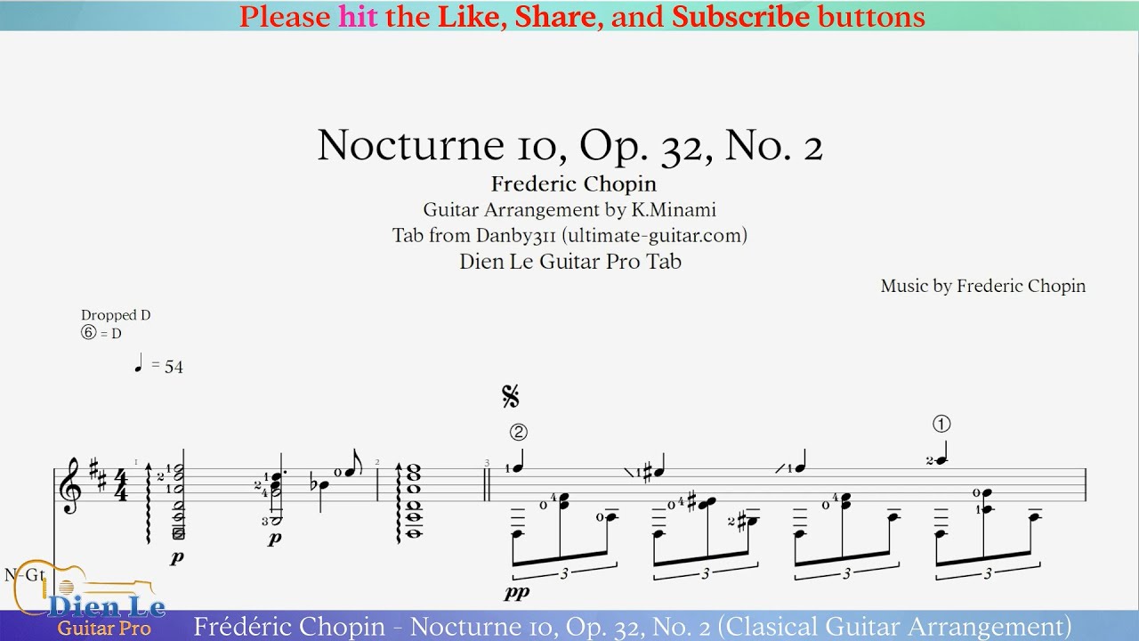 Frédéric Chopin - Nocturne 10, Op. 32, No. 2 (Clasical Guitar Arrangement with Tab) - YouTube