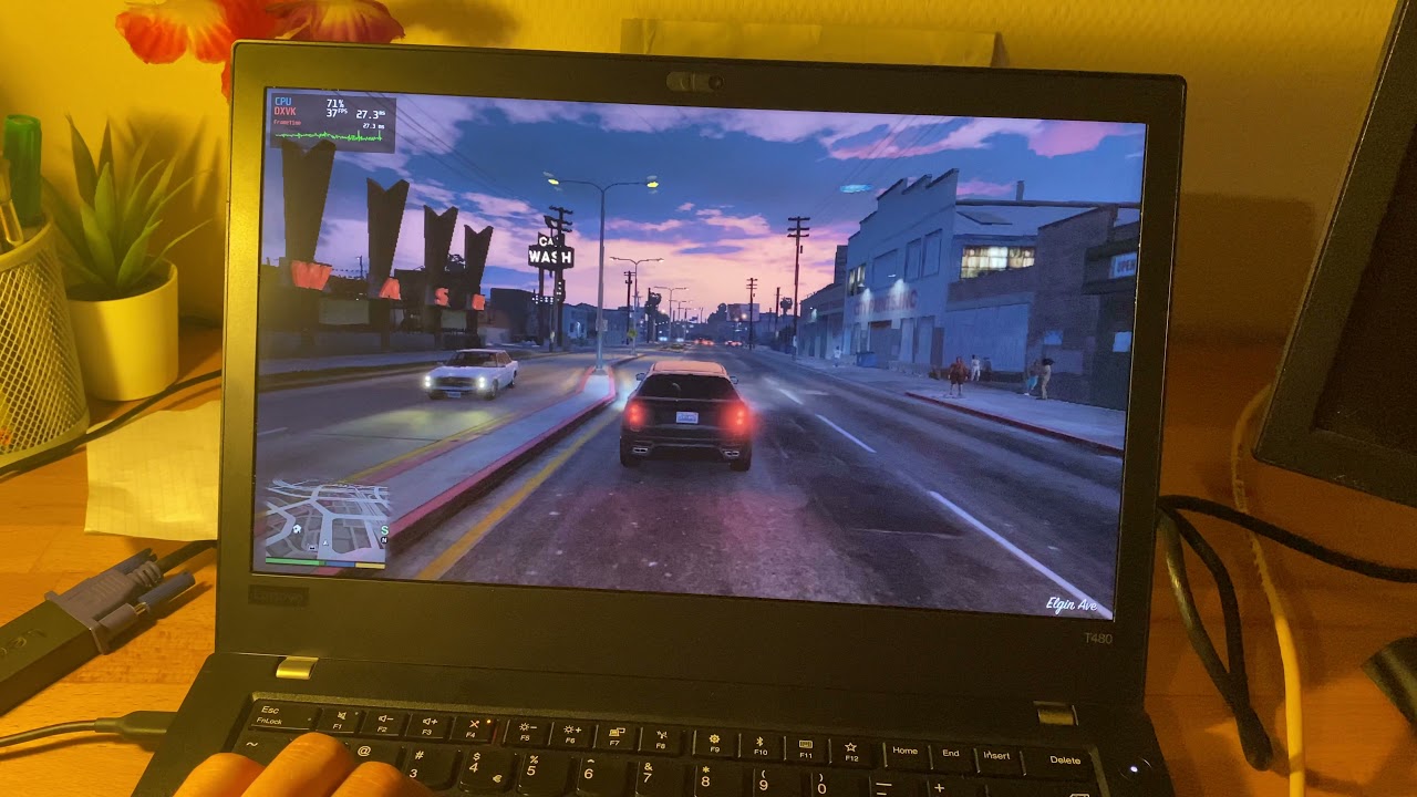 Grand Theft Auto V - Thinkpad T480 DXVK Arch Linux - YouTube