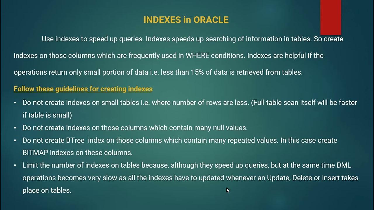 Indexes and Clusters in Oracle SQL Developer - YouTube